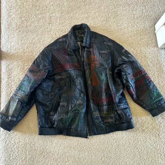 Vilanto | Jackets & Coats | Vilanto Graphic Leather Jacket With Silver ...